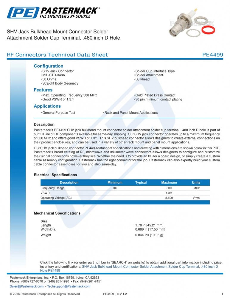 PE4499 technical document page 1