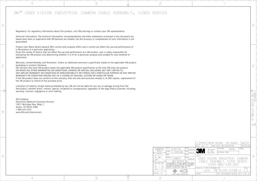 3M 1U30S cable assembly drawing page 3