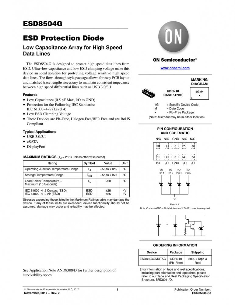 ESD8504GMUTAG datasheet page 2
