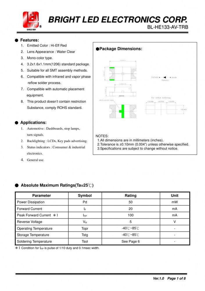 BL-HE133-AV-TRB datasheet page 1