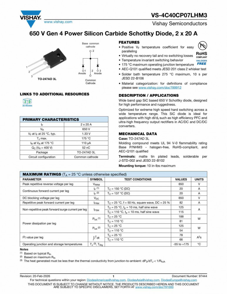 VS-4C40CP07LHM3 datasheet page 1