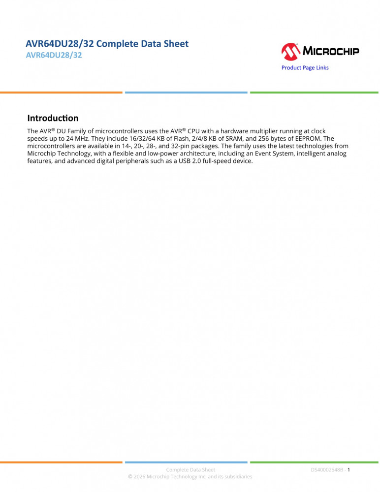 AVR64DU28 document page 1