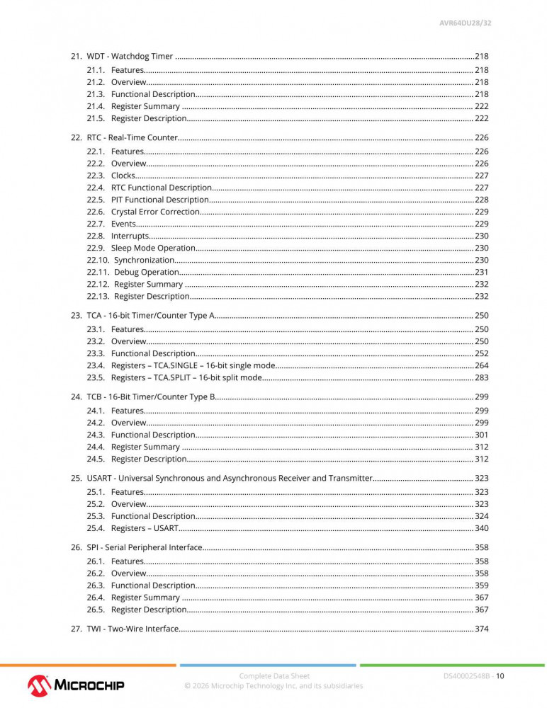 AVR64DU28 document page 10