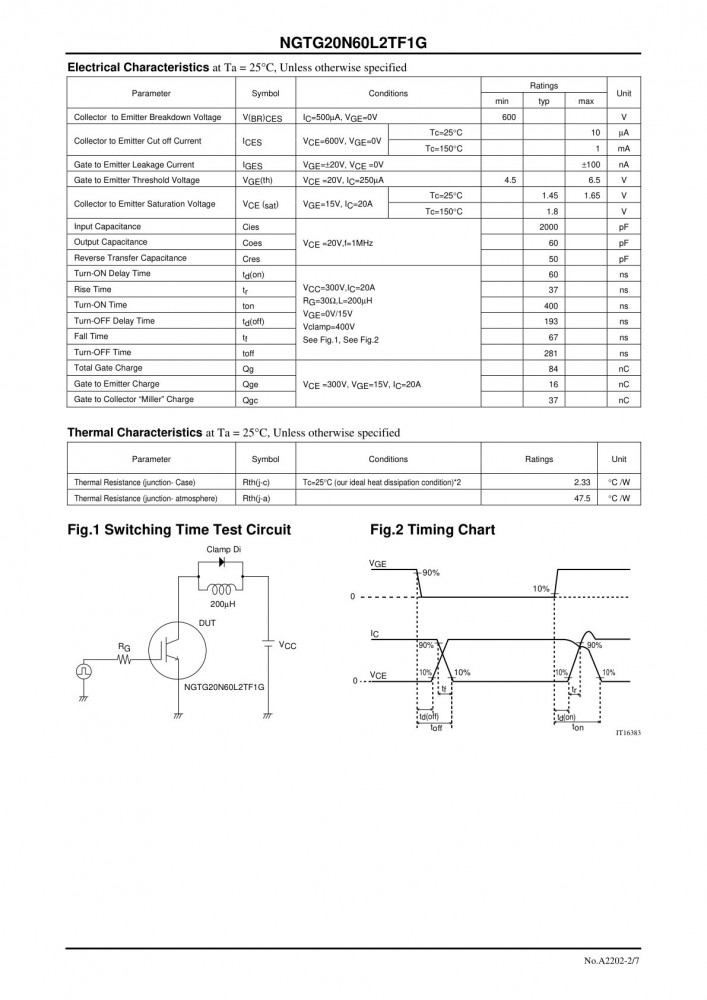 NGTG20N60L2TF1G datasheet page 2