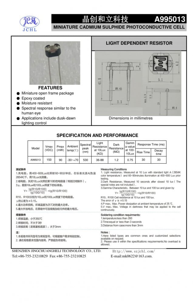 JCHL A995013 datasheet page