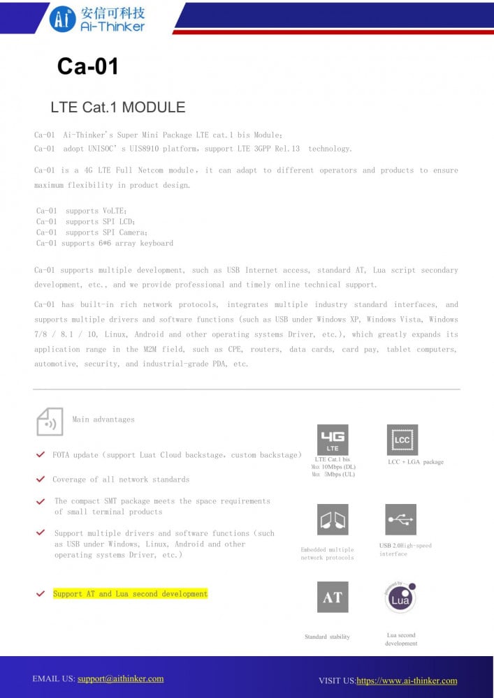 Ai-Thinker CA-01 technical document page 1
