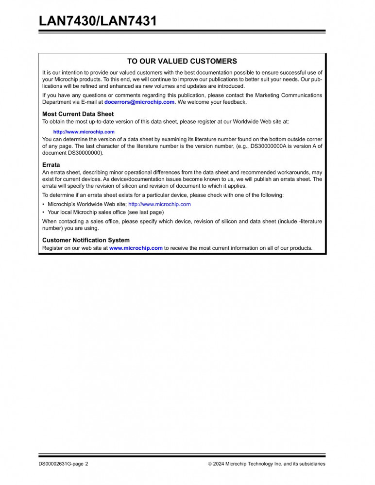 LAN7430 technical document page 2