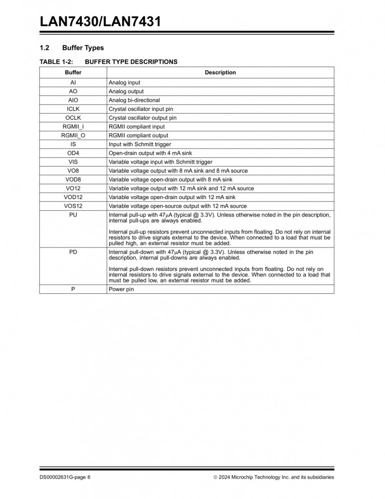 LAN7430 technical document page 6