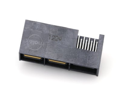 EXTreme LPHPower Plug, Right-Angle, 2 Power Contacts, 24 Signal Contacts, Select Gold (Au) Plating, for 3.18mm Thick PC Board, with Press-fit Plastic Pegs