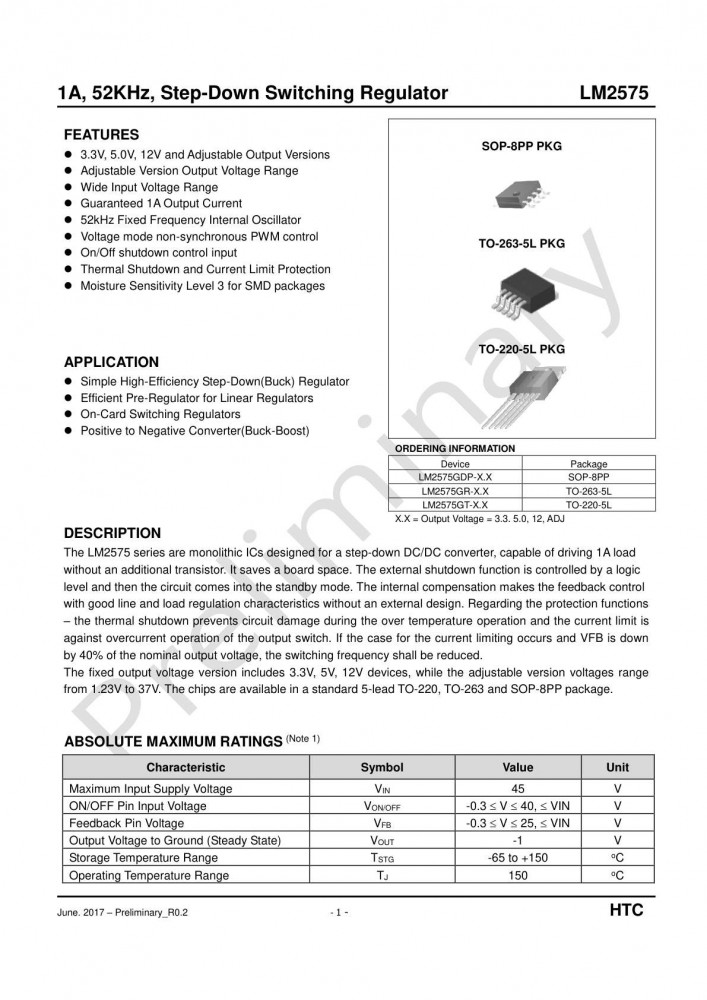 LM2575GT-5.0 datasheet page 1