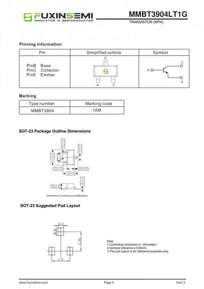 MMBT3904LT1G datasheet page 3