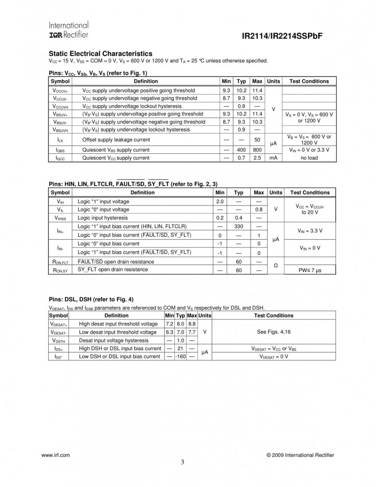 IR2214SSTRPBF datasheet page 3