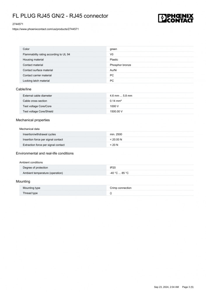 Phoenix Contact 2744571 technical document page 3