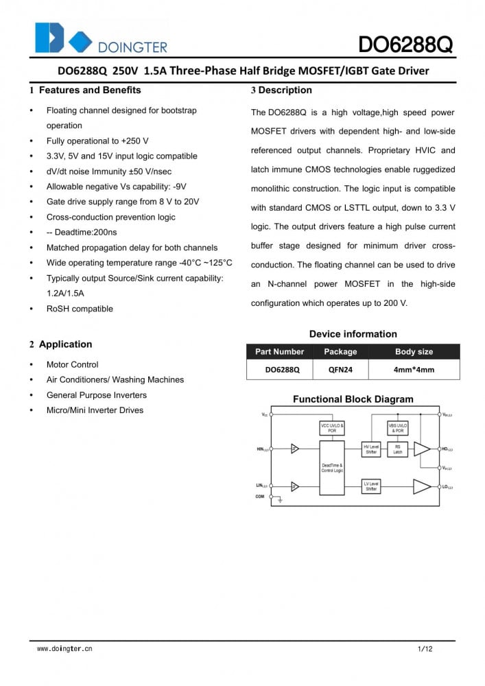 DO6288Q datasheet page 1