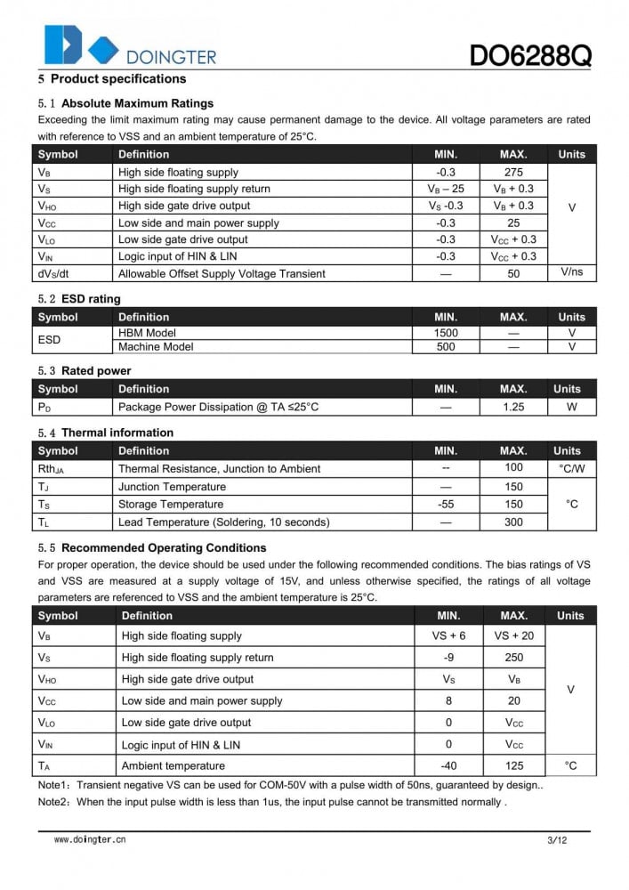 DO6288Q datasheet page 3