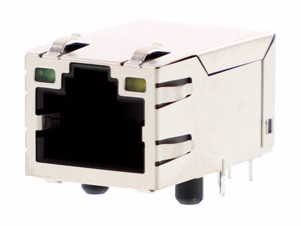Modular Jack, Right-Angle, 10/100, with Integrated Magnetic and LED, 8/8, Tail Length 2.80mm for IR Reflow, Lead-Free for sale