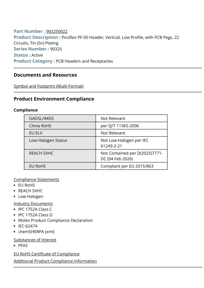 MOLEX 903250022 document image 1