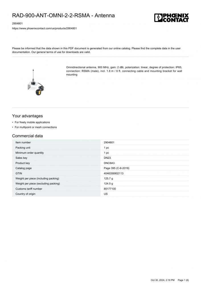 Phoenix Contact 2904801 documentation page 1