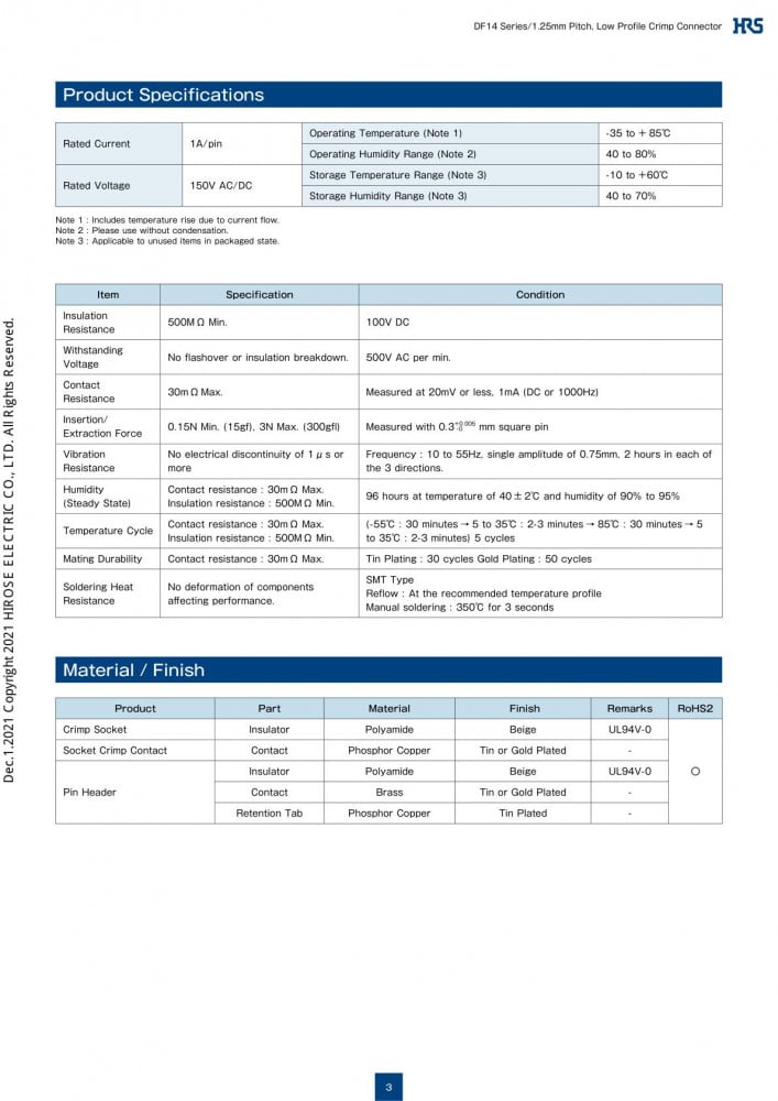HRS DF14 datasheet page 3