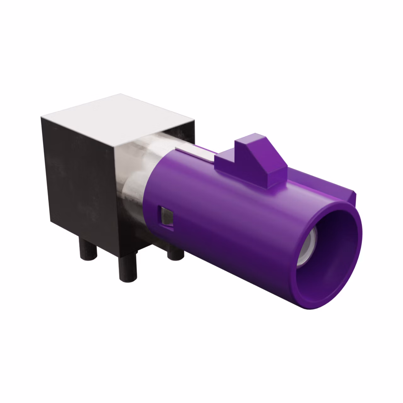 FAKRA Jack, Right-Angle, PCB Receptacle, Through Hole, Die Cast and Brass Body, Tin (Sn) Plated, Anti-tip Feature, Keying Code H/Violet, 50 Ohms for sale