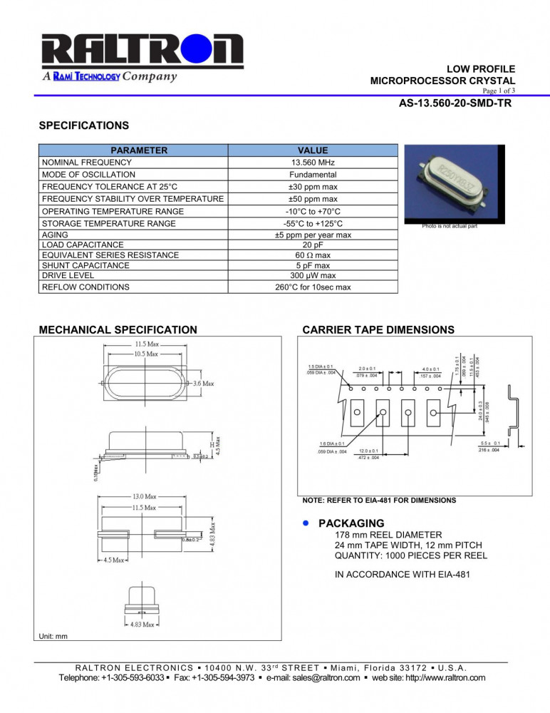 AS-13.560-20-SMD-TR technical document page 1