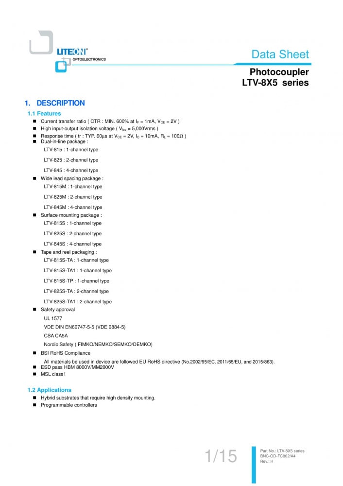 LTV-825 datasheet page 2