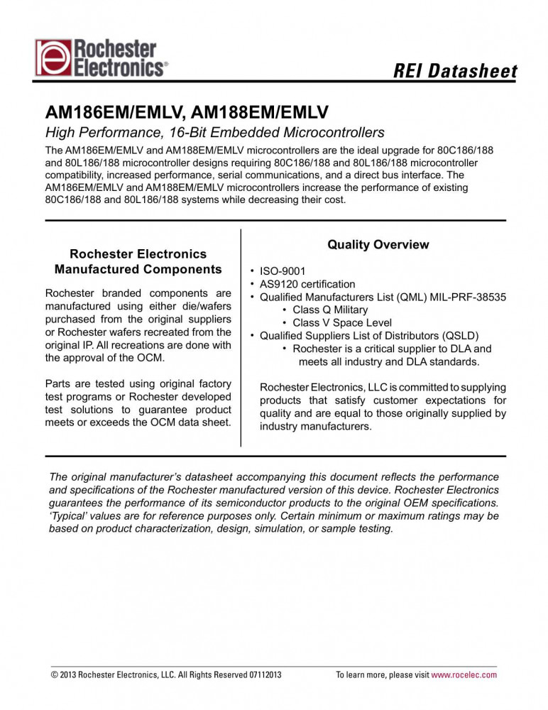 AM188EM datasheet page 1