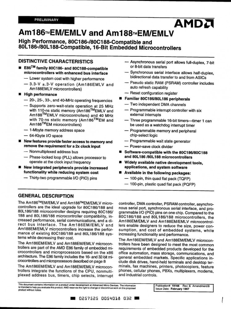 AM188EM datasheet page 2