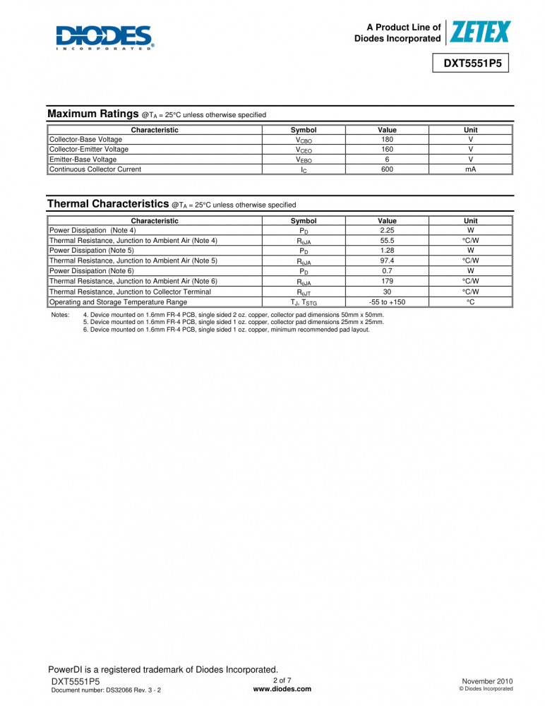DXT5551P5-13 datasheet page 2