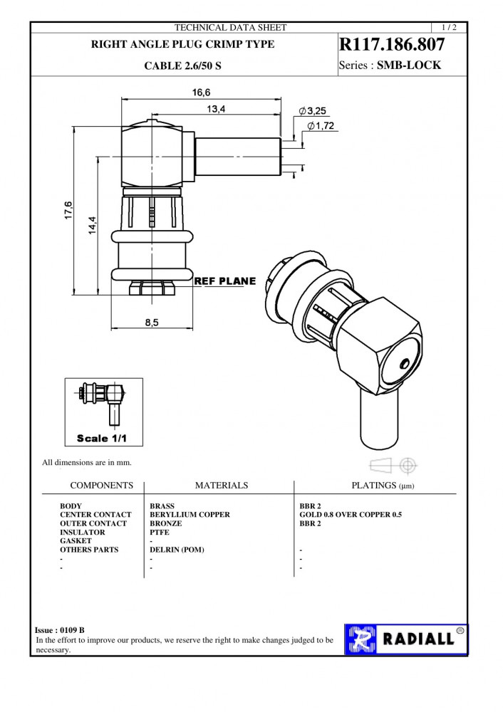 Radiall R117.186.807 datasheet page 1