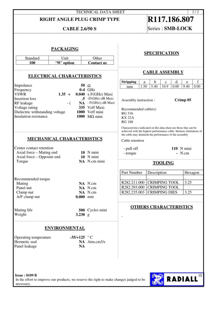 Radiall R117.186.807 datasheet page 2