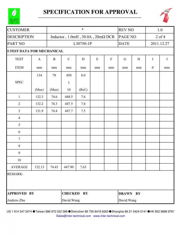 L30750-1P specification sheet, page 2