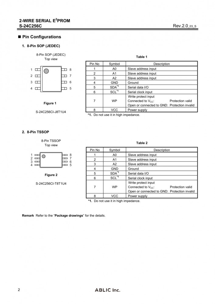 S-24C256C datasheet page 2
