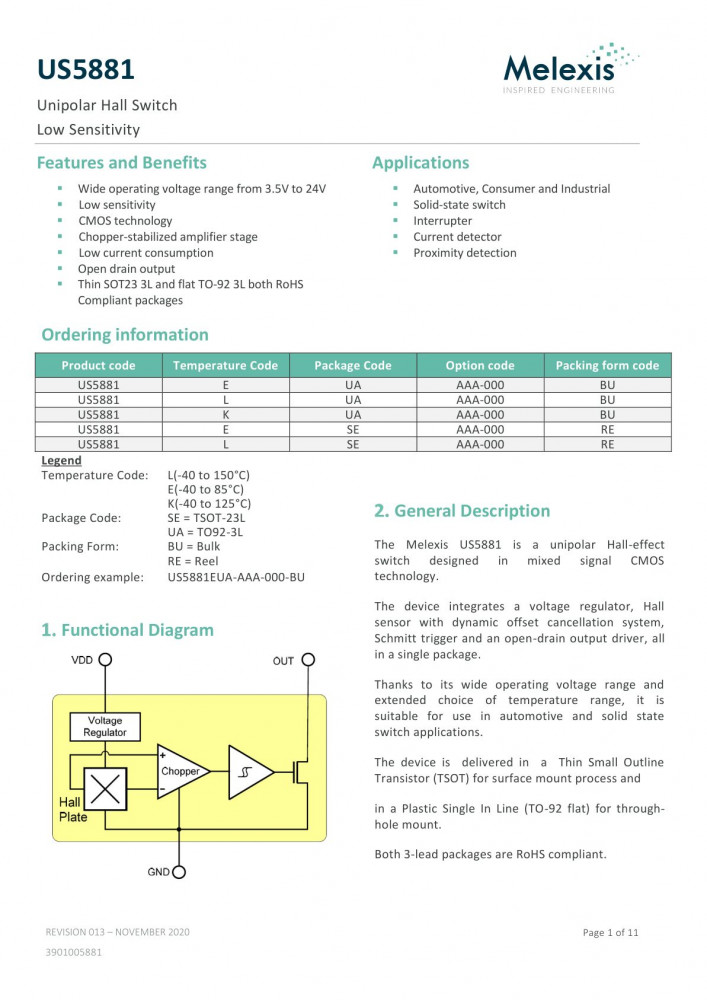 US5881 datasheet page 1