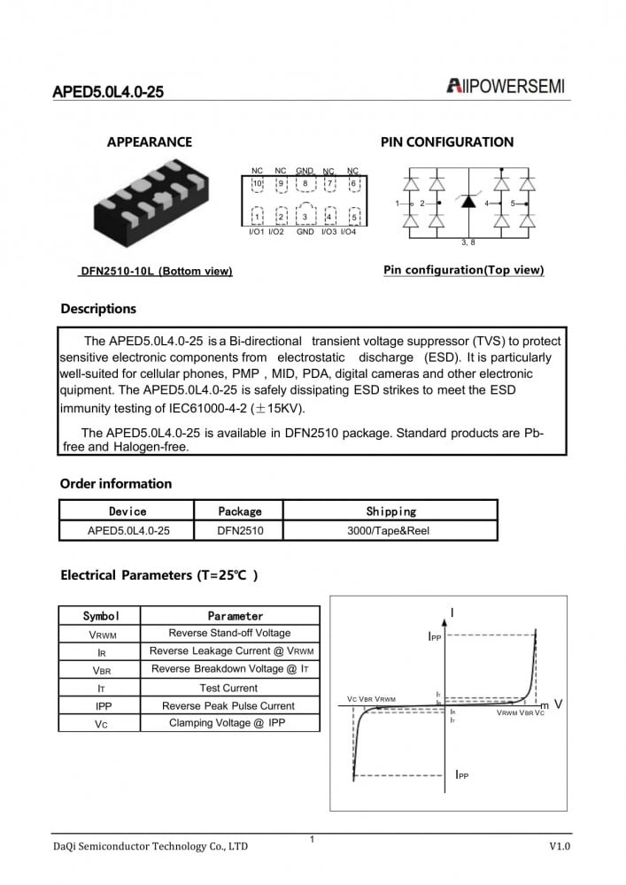 APED5.0L4.0-25 technical document page 1