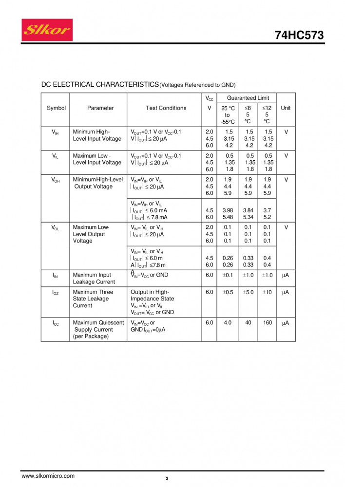 74HC573D datasheet page 3