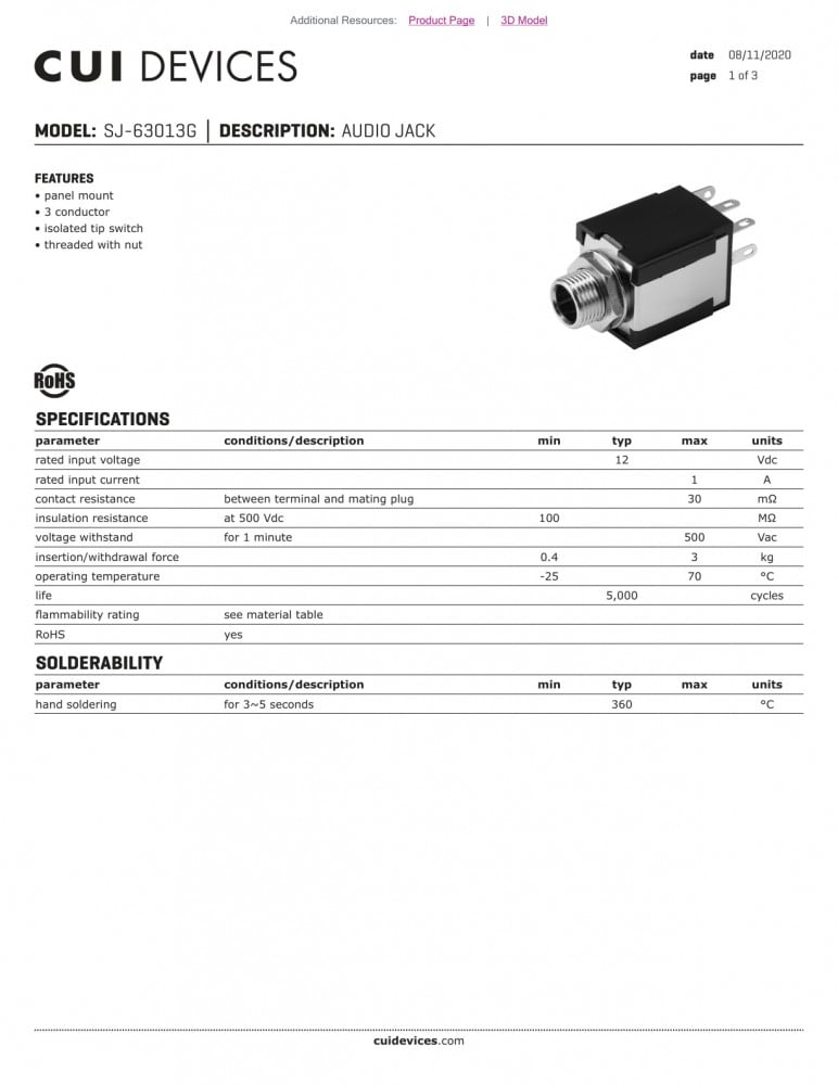 SJ-63013G datasheet page 1