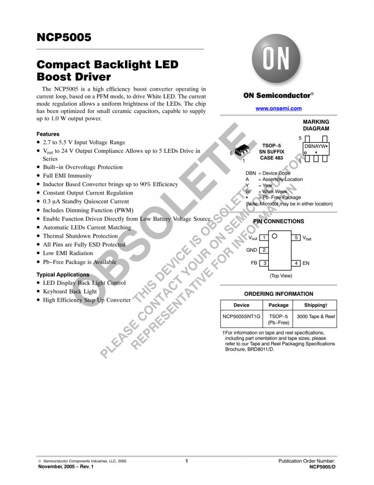 NCP5005 datasheet page 2
