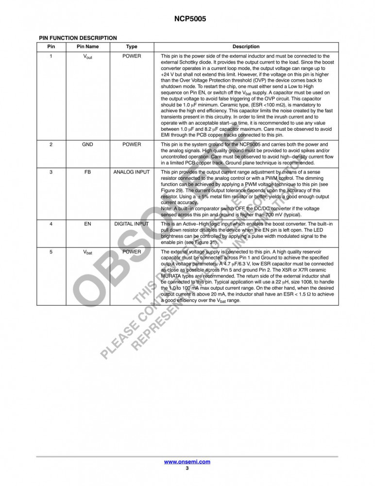 NCP5005 datasheet page 4