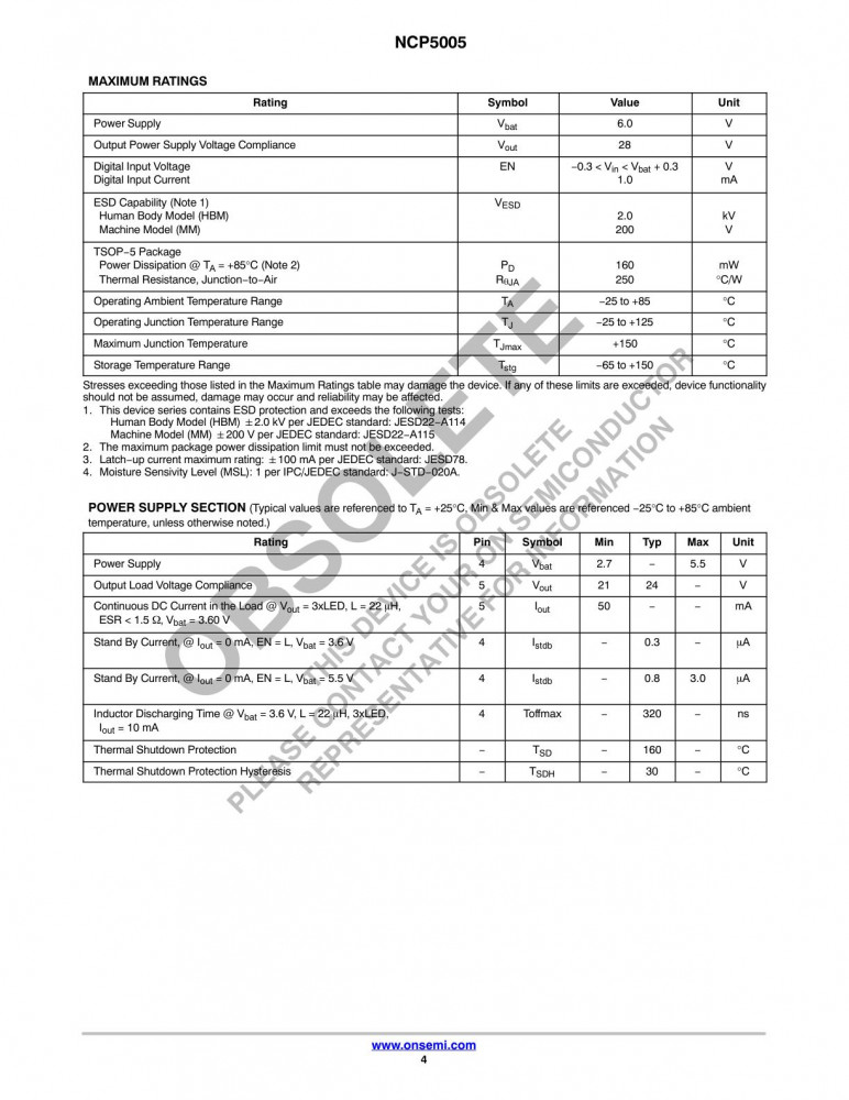 NCP5005 datasheet page 5