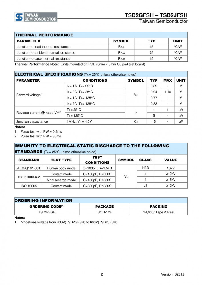 TSD2JFSH datasheet page 2