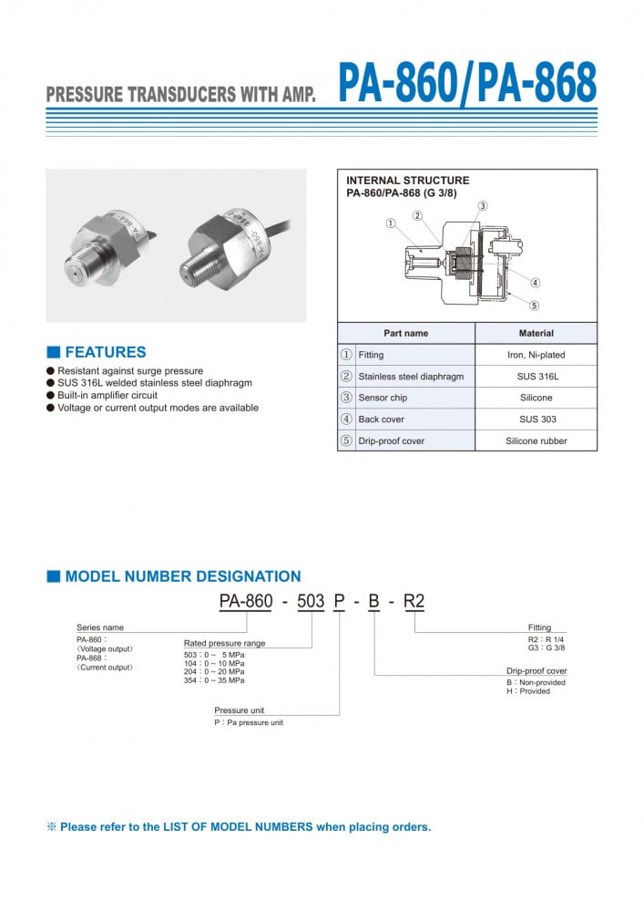 Nidec PA-868 technical document page 1