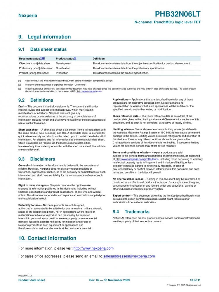 PHB32N06LT datasheet page 10