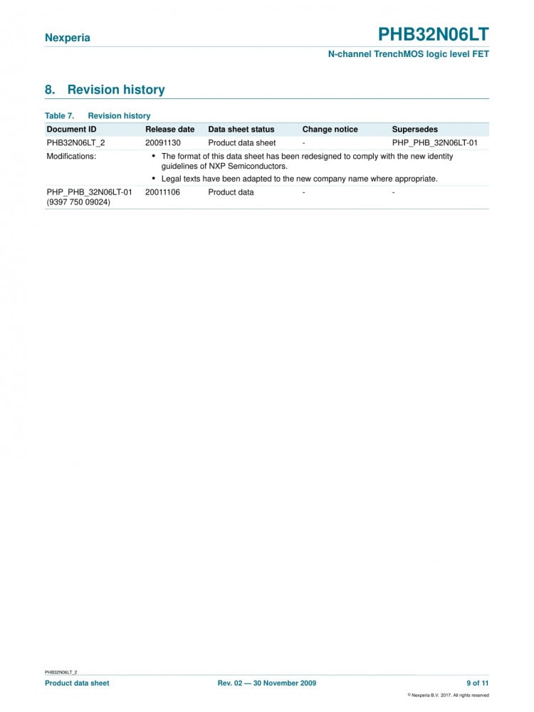 PHB32N06LT datasheet page 9