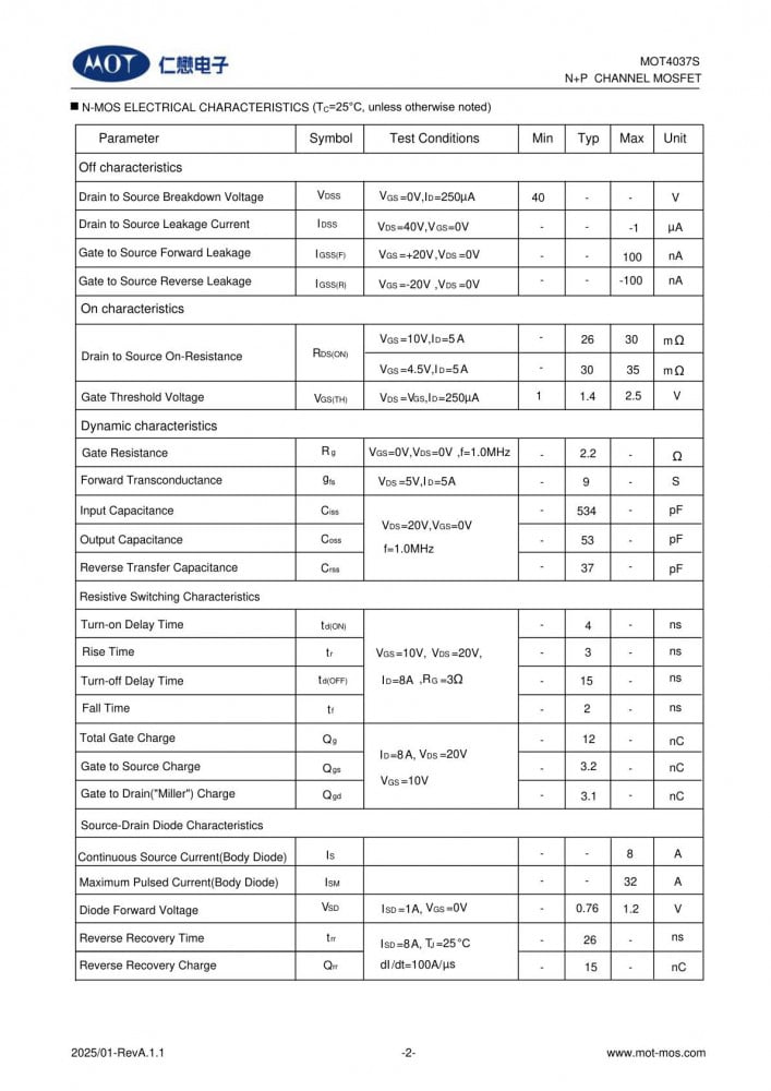 MOT4037S datasheet page 2