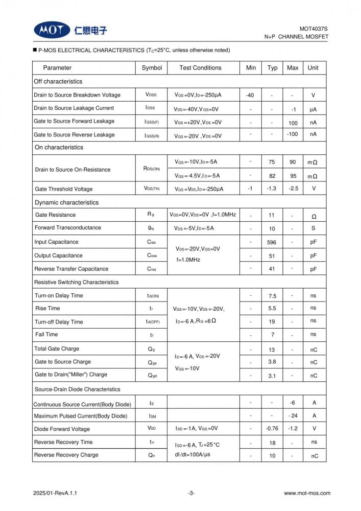 MOT4037S datasheet page 3