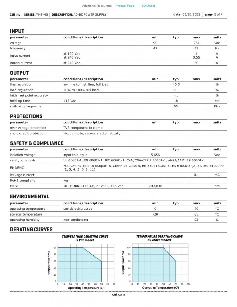 VMS-40-3.3 datasheet page 2