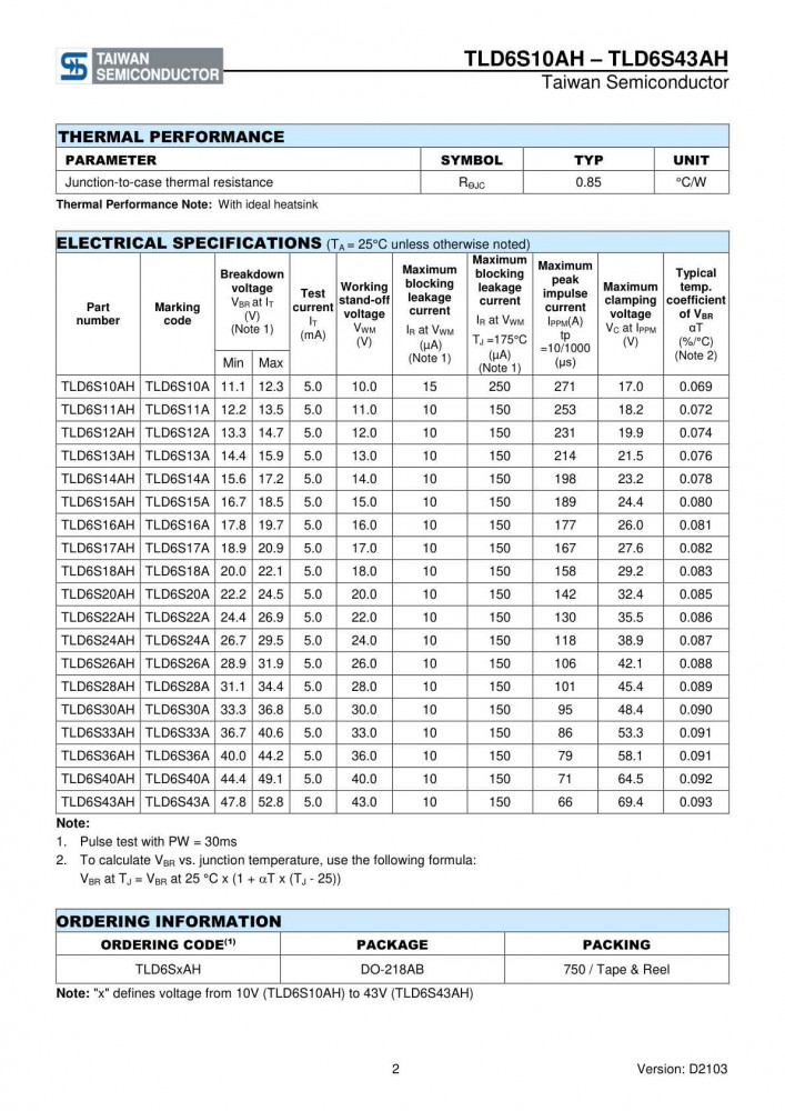 TLD6S18AH technical document page 2