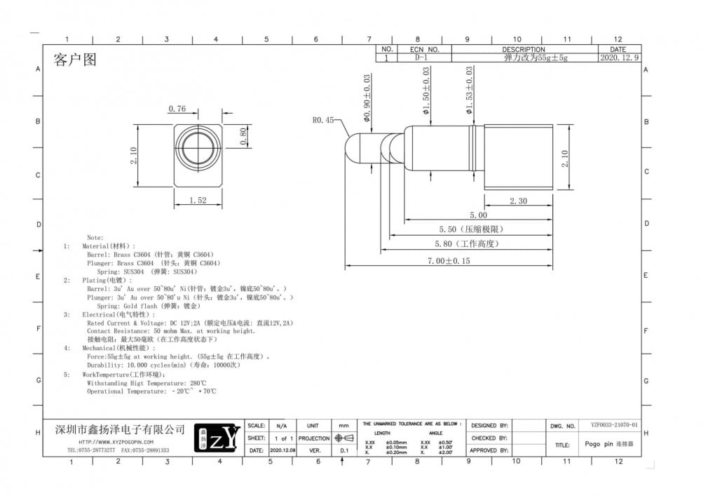 YZF0033-21070-01 product specification page 3