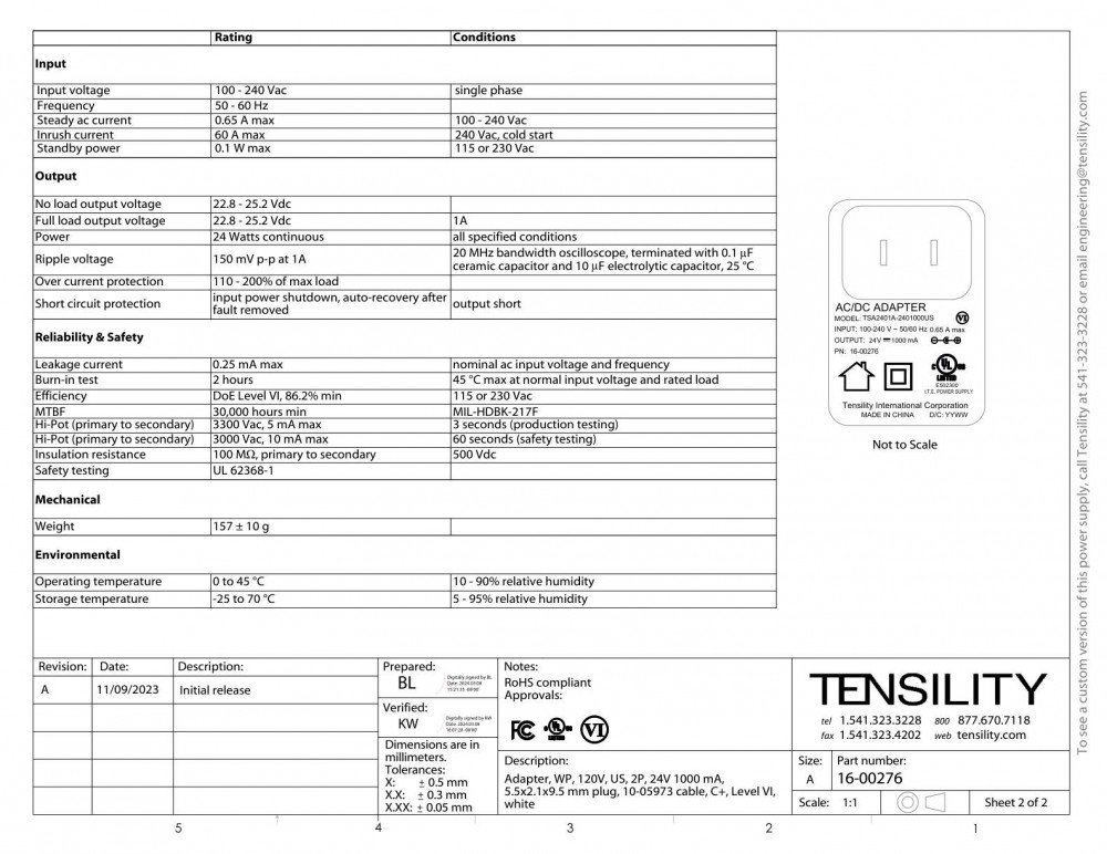 Tensility 16-00276 product specification, page 2